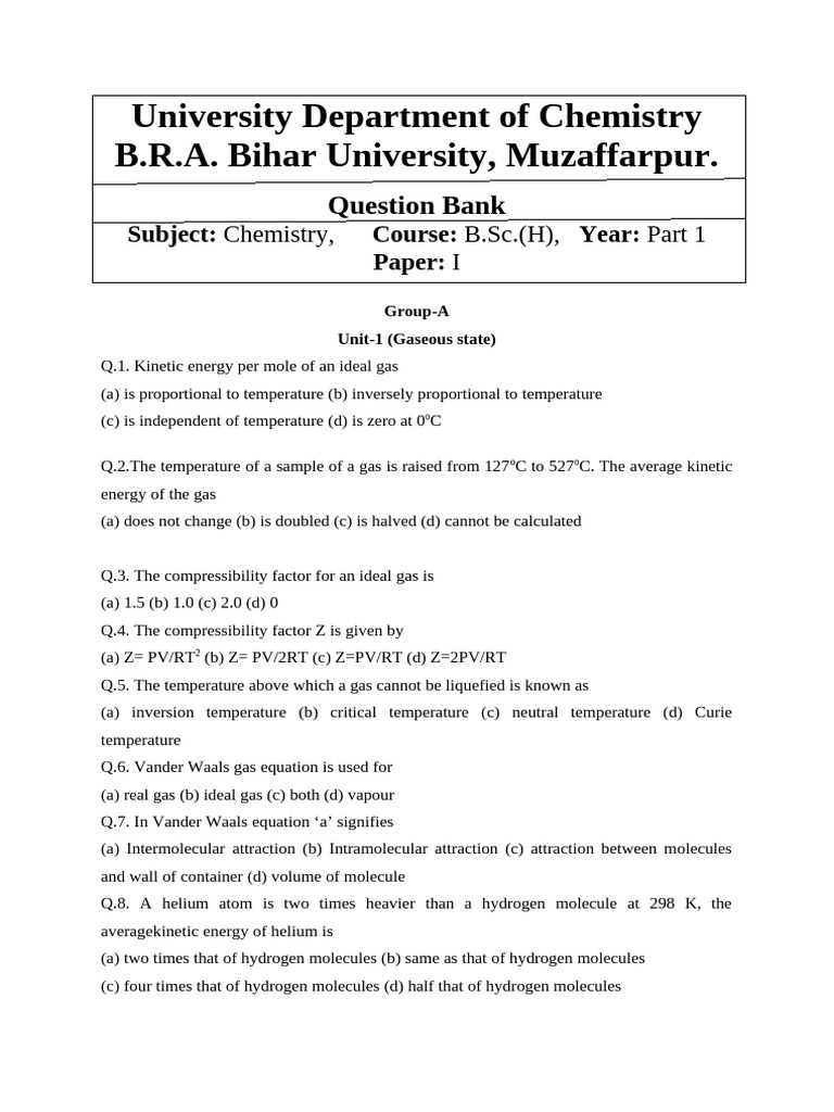 Chemistry Paper 1 | PDF | Gases | Liquids