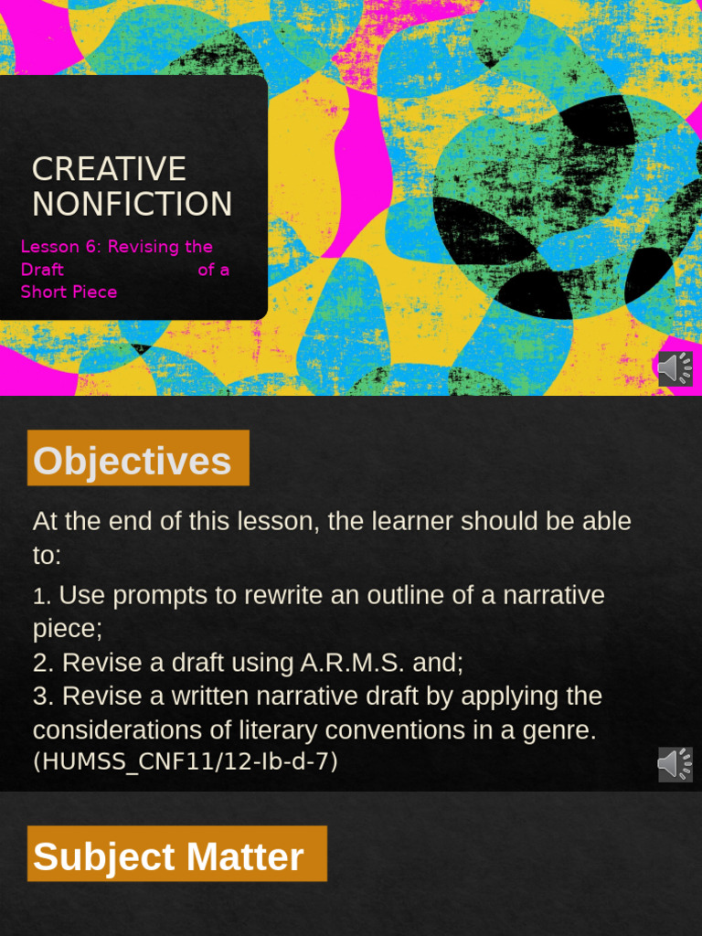 CNF Lesson 6 Revising the Draft of a Short Piece PPT | PDF ...