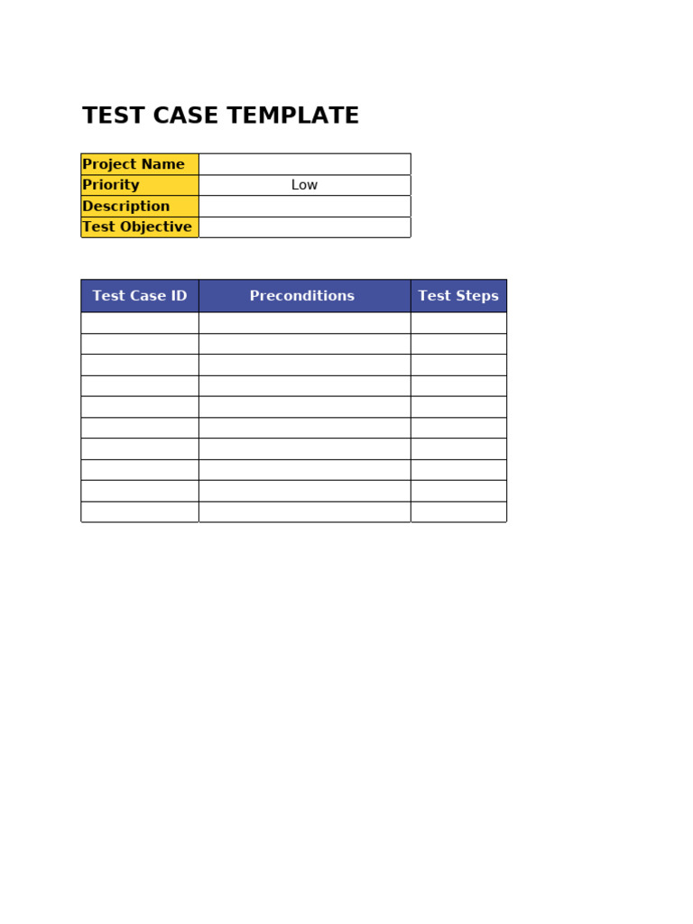 Test Case Template Excel Version f00f15404f | PDF