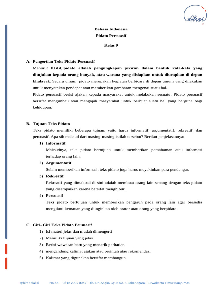 BIND - NA - Teks Pidato Persuasif - 9 | PDF