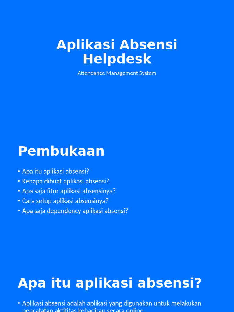 Presentasi - Aplikasi Absensi Helpdesk | PDF