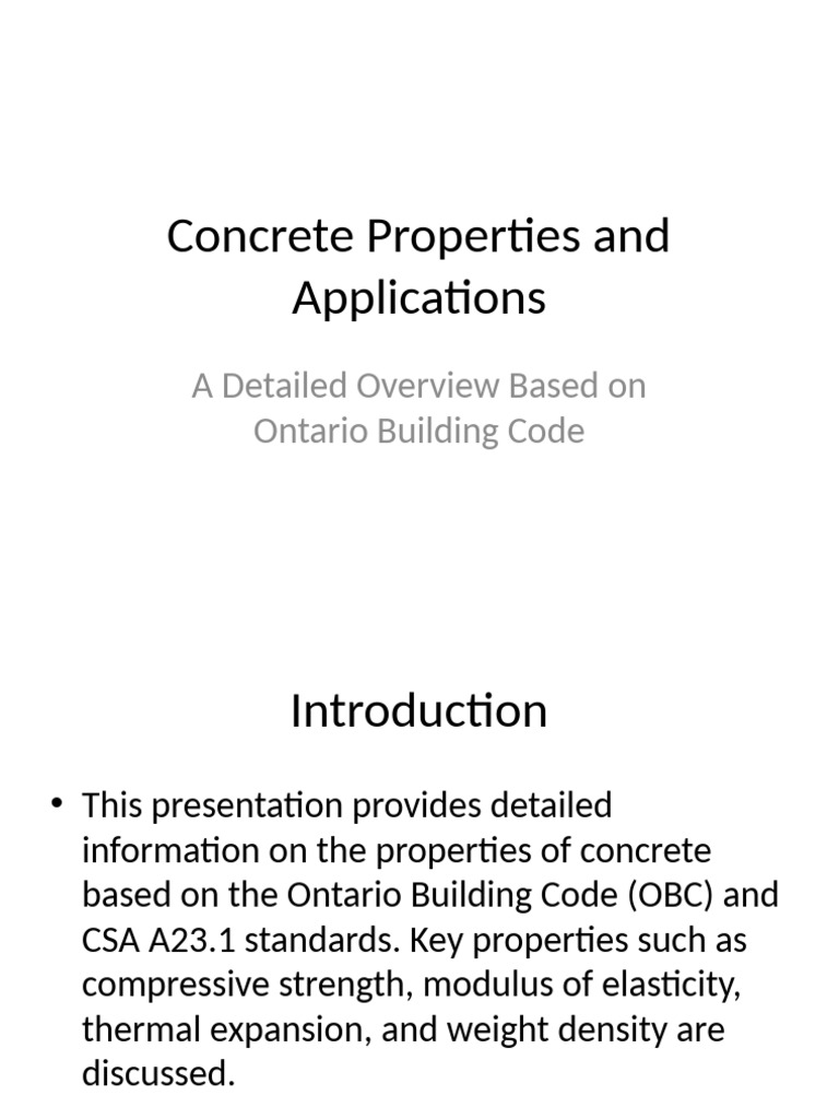 Concrete Properties Presentation | PDF | Concrete | Strength Of Materials