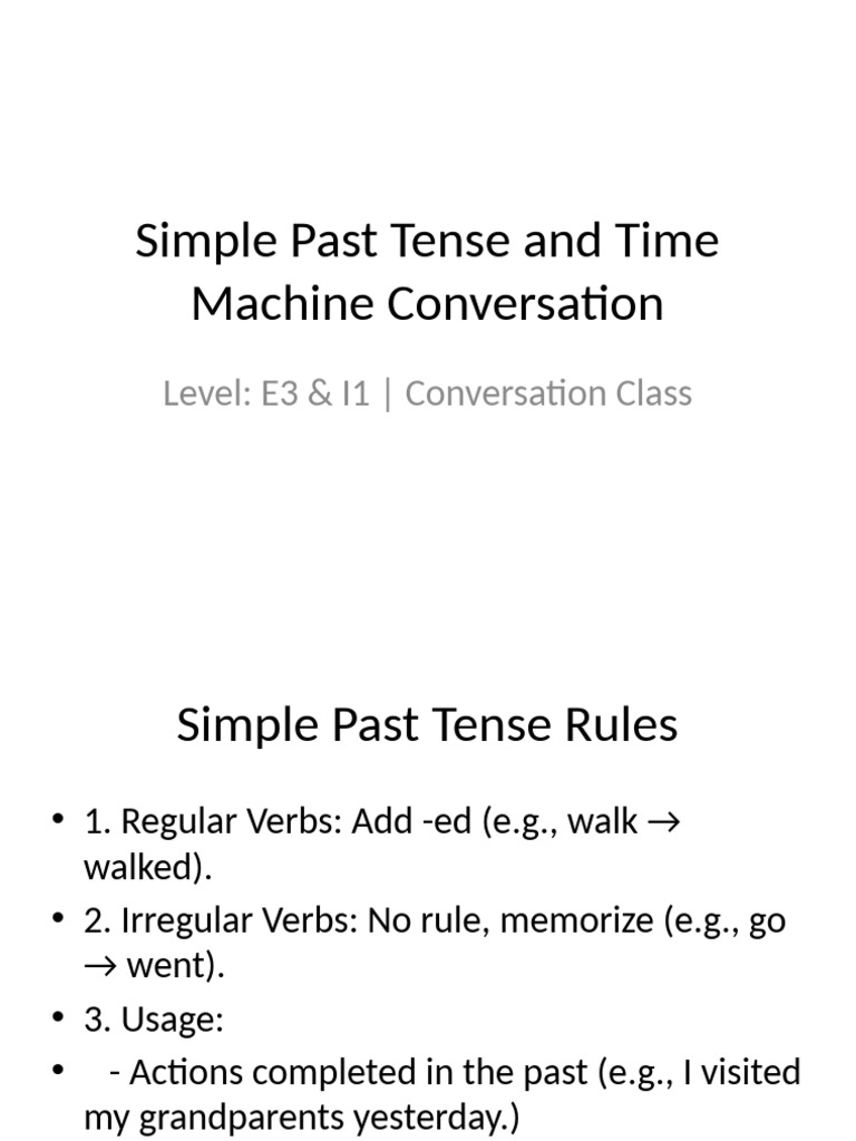 Simple_Past_Tense_Time_Machine_Lesson | PDF