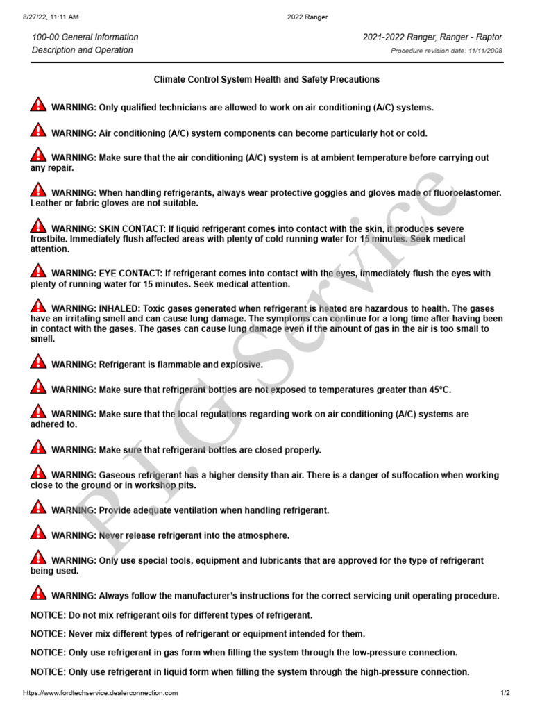 Climate Control System Health and Safety Precautions | PDF | Air ...