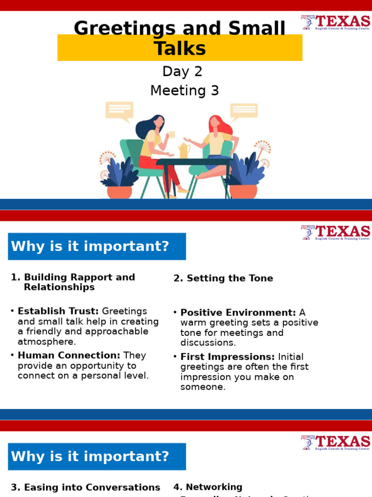 Importance of Greetings and Small Talk | PDF | Communication