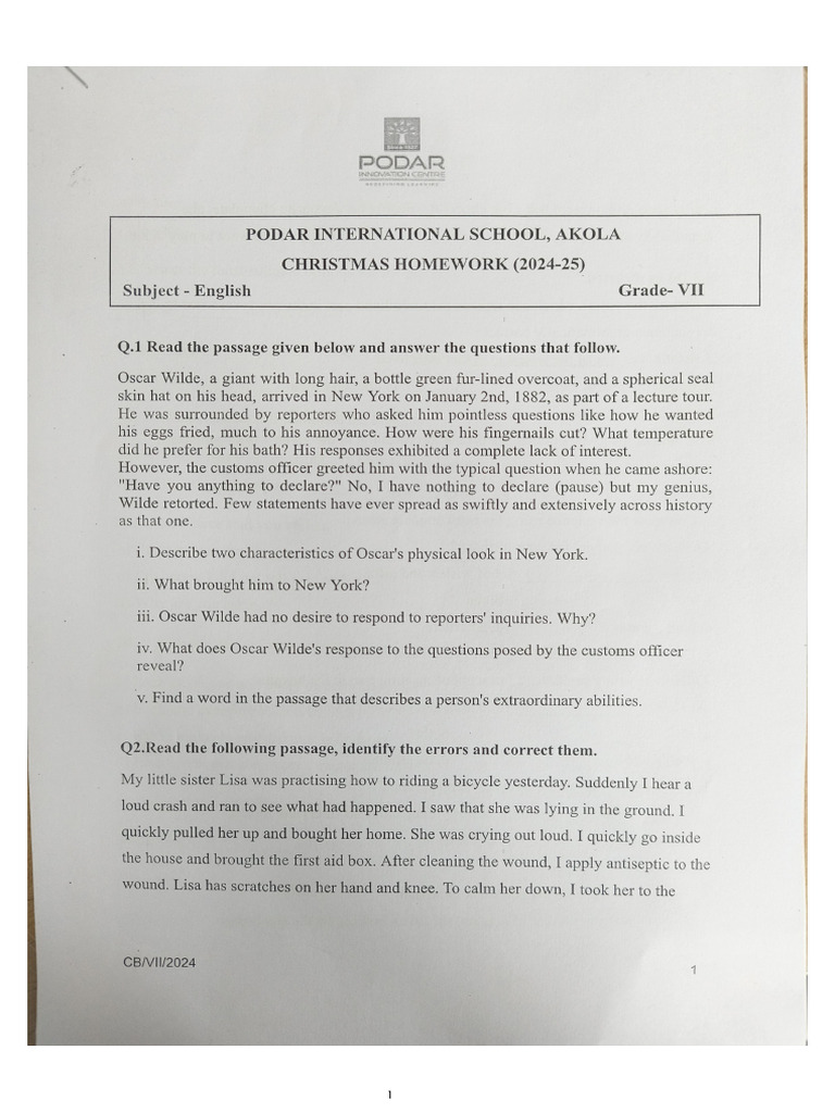 Ade VII Christmas HW | PDF