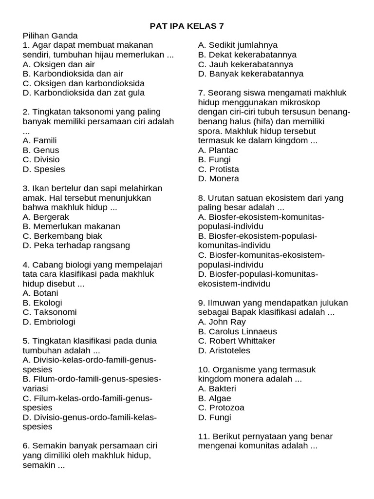 Pat Ipa Kelas 7 | PDF