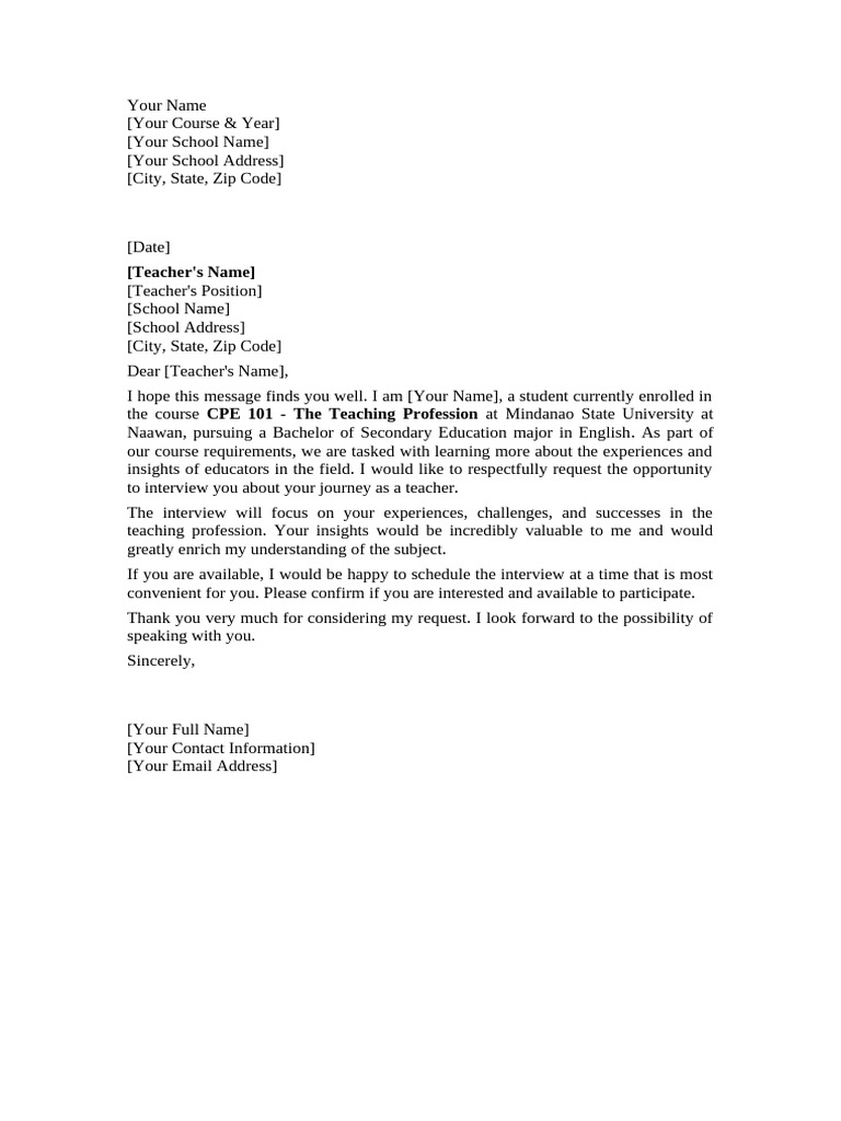 Letter Request for Interview | PDF