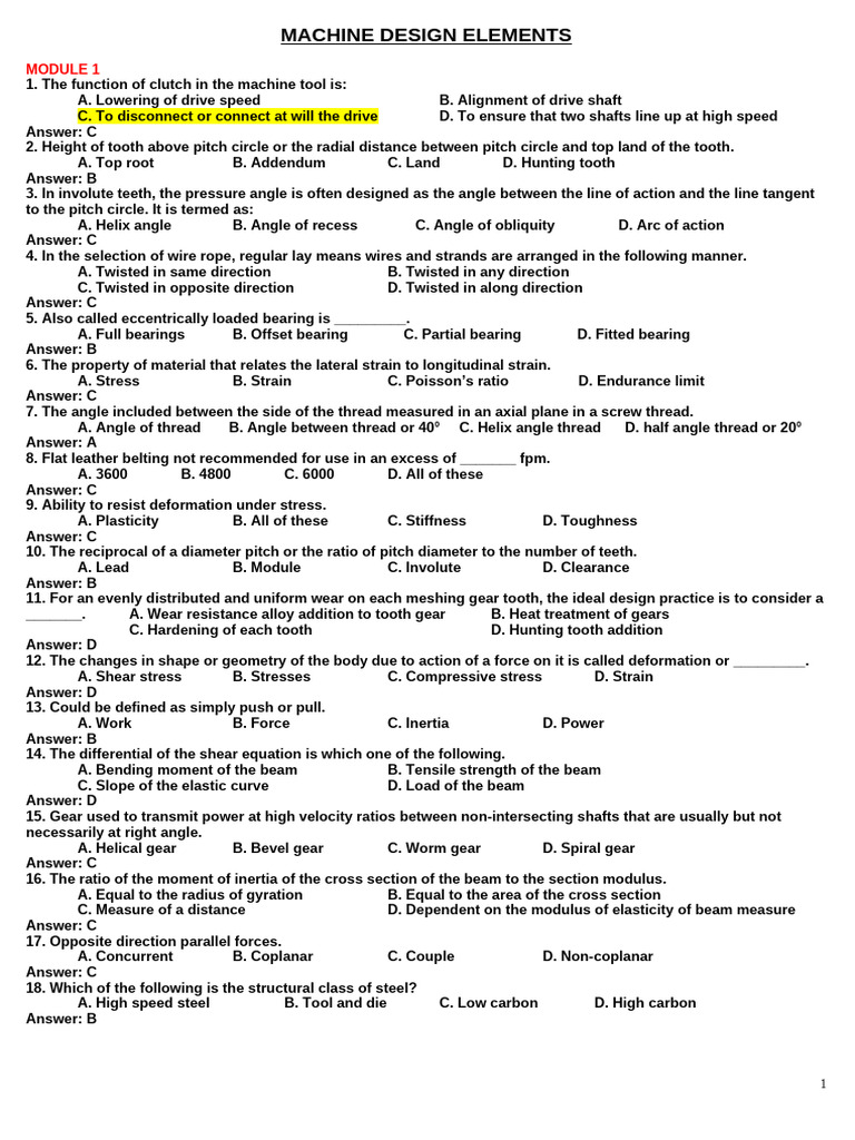 Machine Design Elements | PDF | Gear | Deformation (Engineering)