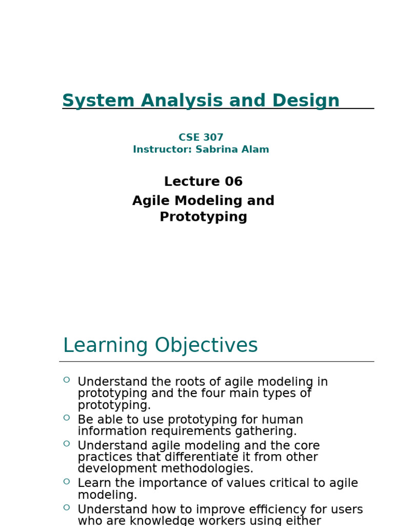 Lecture 06 CSE 307 Agile Modeling and Prototyping | PDF | Agile Software Development | Software ...