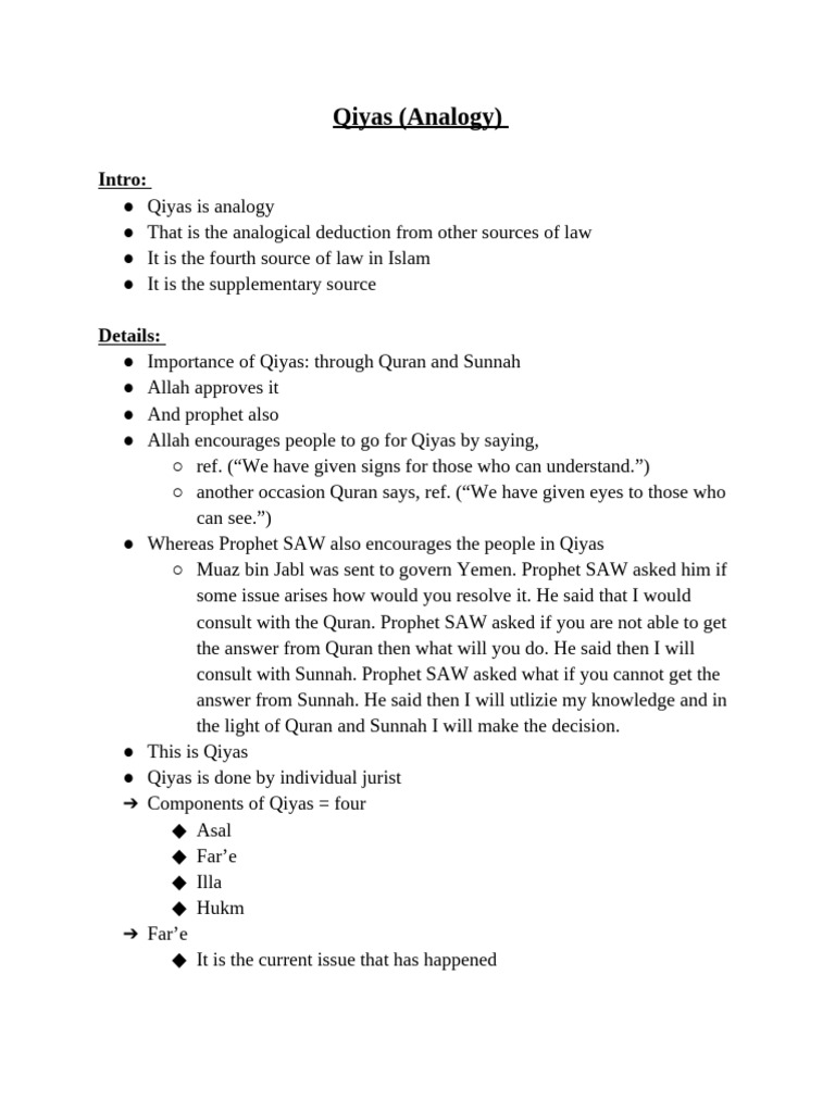 Qiyas Structure | PDF | Islamic Jurisprudence | Abrahamic Religions