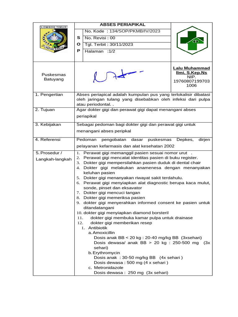 SOP Abses Periapikal | PDF