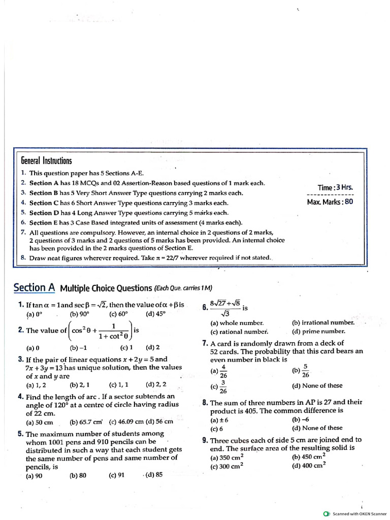 Class X Maths (SP-28) 23-12-2024 | PDF