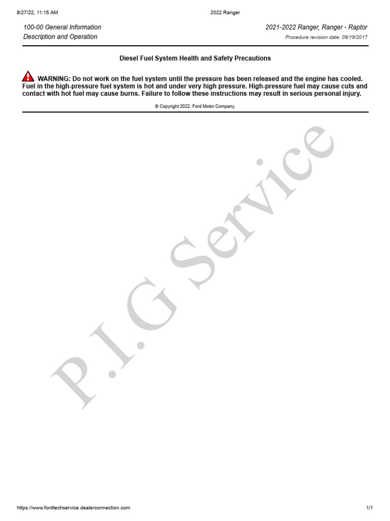 Diesel Fuel System Health and Safety Precautions | PDF