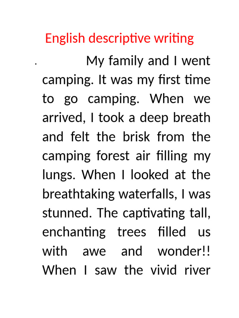 English Descriptive Writing | PDF