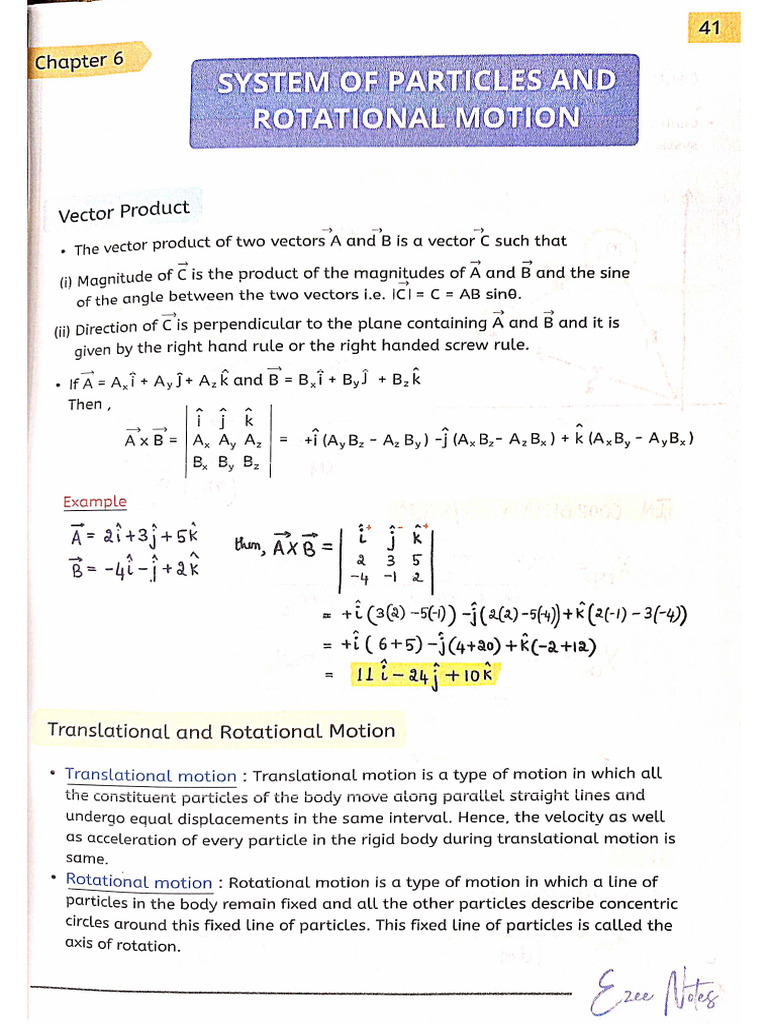 System of Particles and Rotational Motion Coloured Notes | PDF