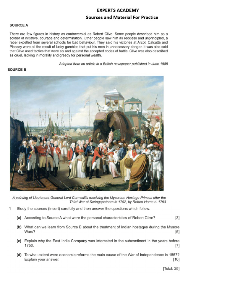 2059 History Source Question Worksheets | PDF