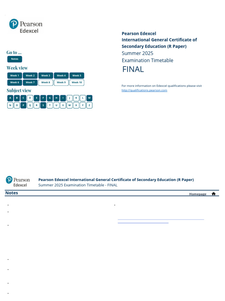 Edexcel IGCSE Summer 2025 Timetable | PDF | Vocational Education ...