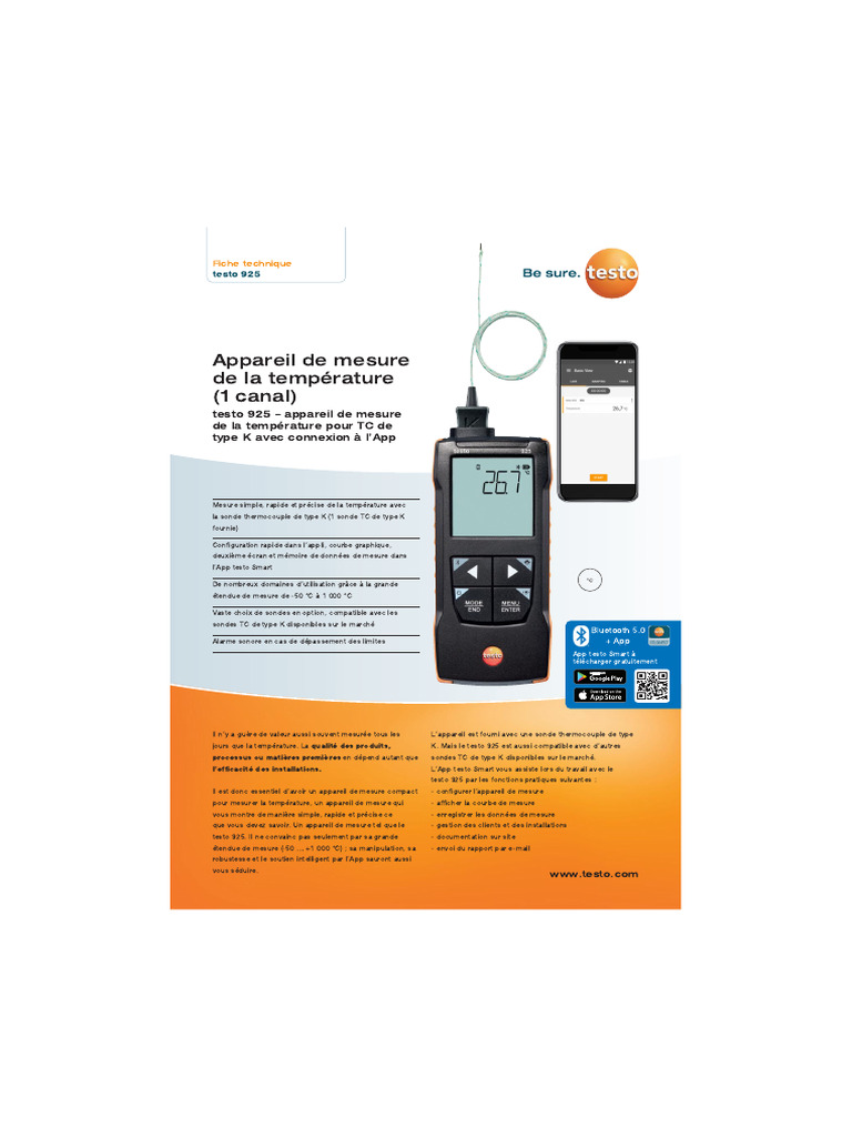 Testo 925 Datasheet FR | PDF