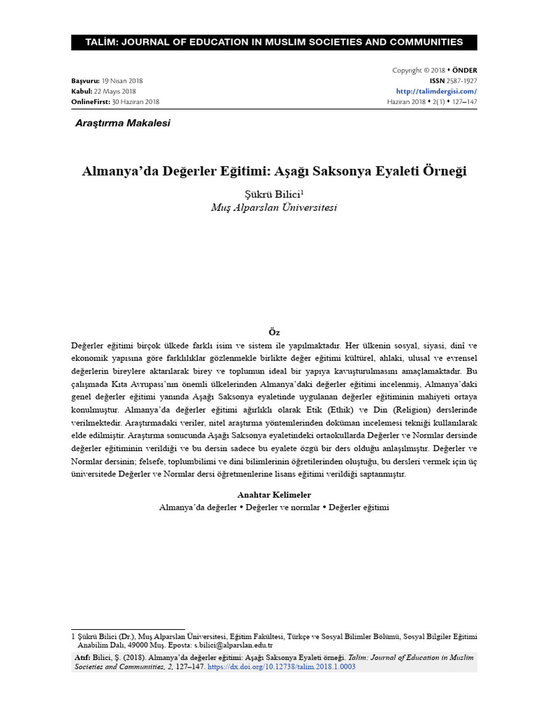 Almanya Da de Erler E Itimi A A Saksonya Eyaleti Rne I (#698627) - 993047 | PDF