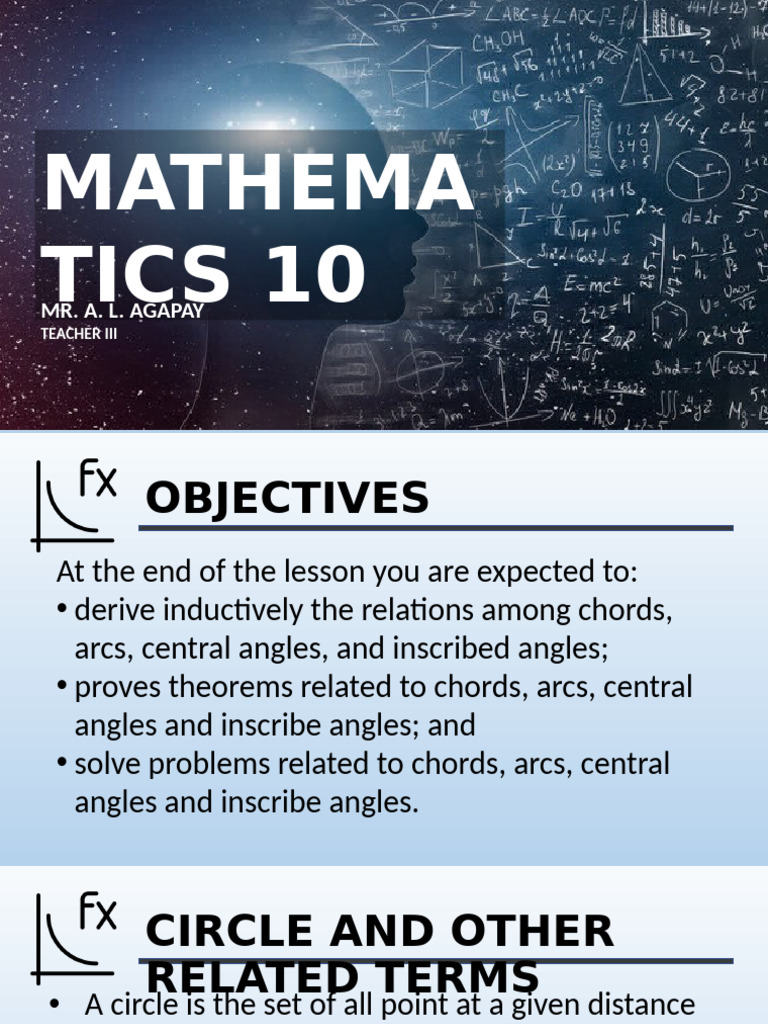 Math 10 Lesson 2 (Circles and Other Related Terms) | PDF | Circle | Angle