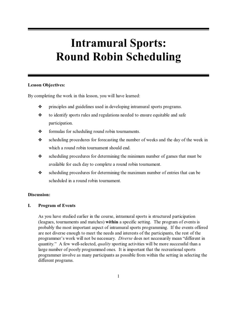 Round Robin Scheduling | PDF | Sports | Tournament