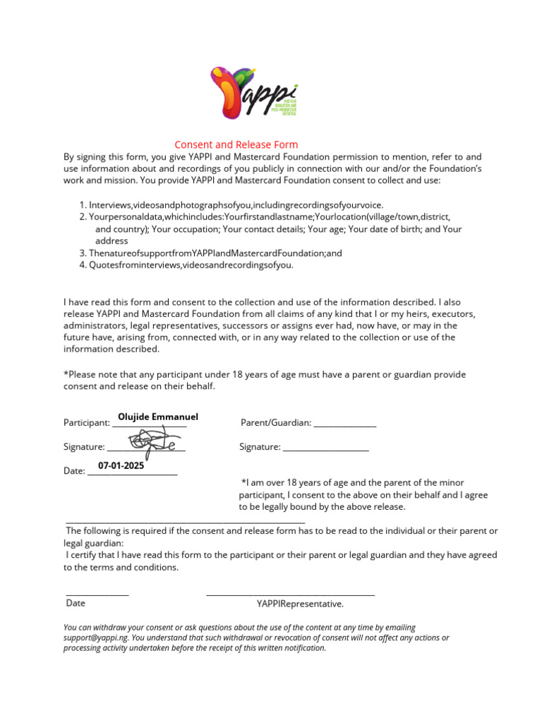 YAPPI Consent and Release Form. (Updated) (1) .PDF - 20250107 - 151718 - 0000 | PDF