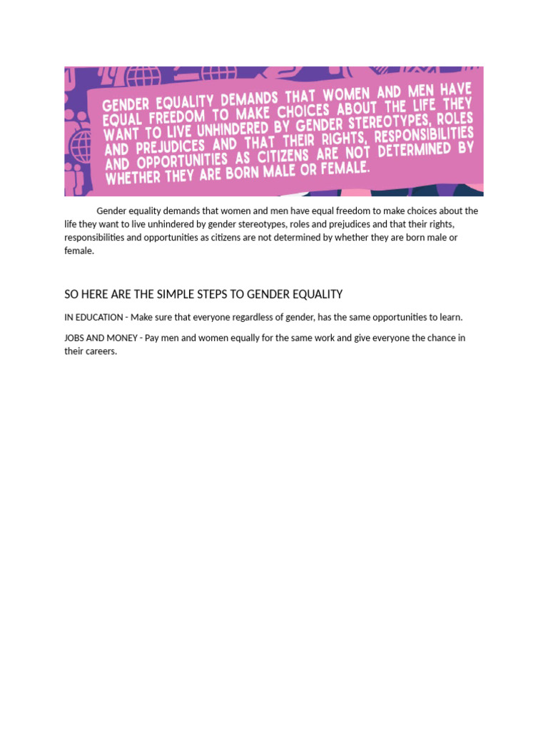 Steps to Achieve Gender Equality | PDF