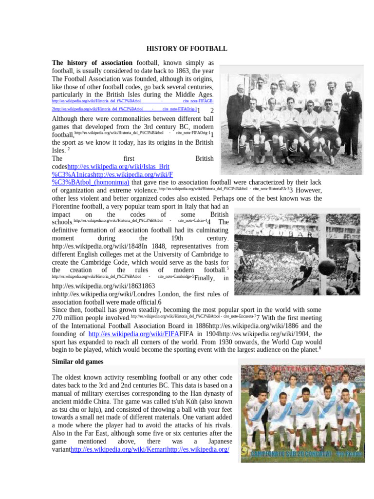 History of Football and Elements of Football | PDF | Association ...