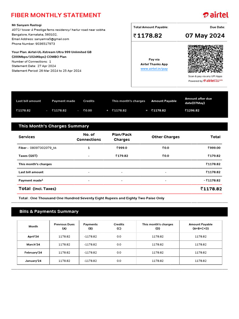 AIRTEL | PDF | Credit Card | Payments