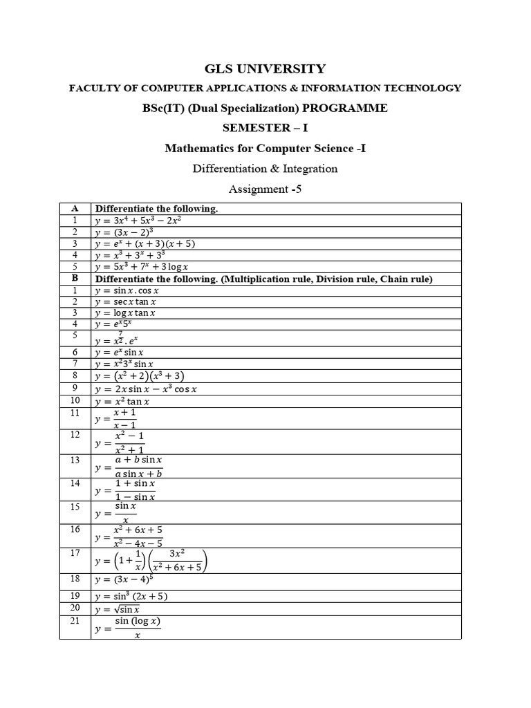 Assignment 5(Differentiation Integration) | PDF