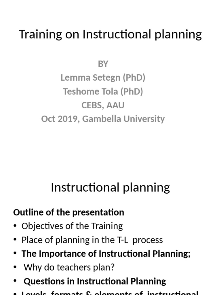 Effective Instructional Planning Training | PDF | Teachers | Lesson Plan