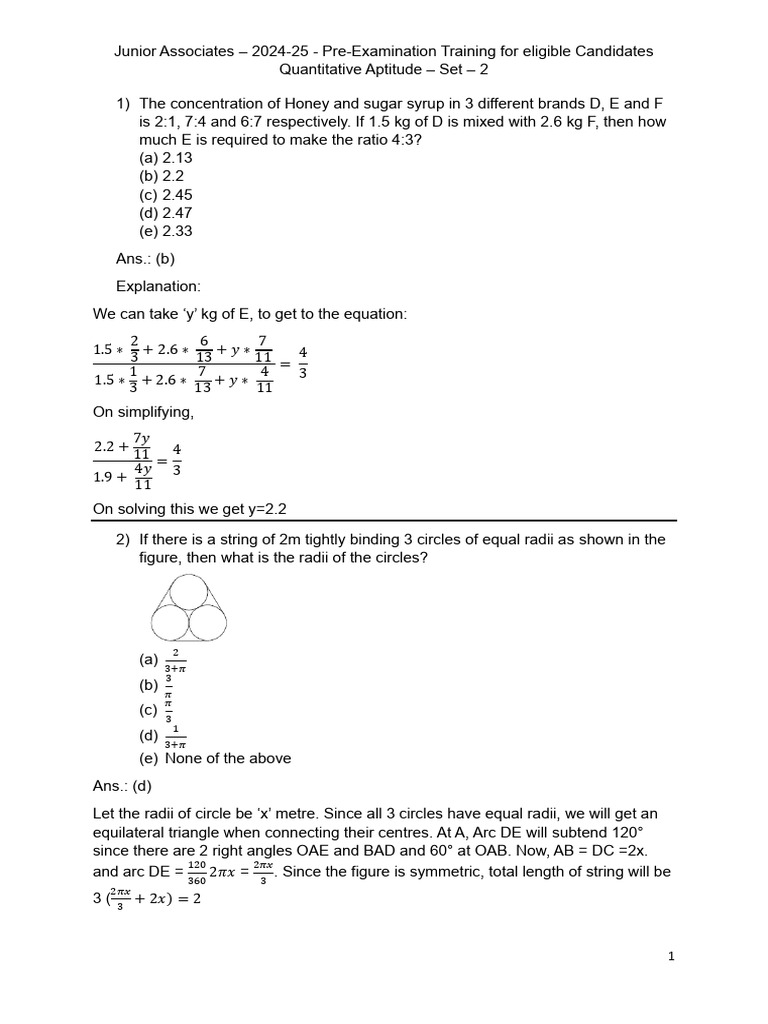 Quantitative Aptitude Practice Set 2 | PDF | Sphere | Expense