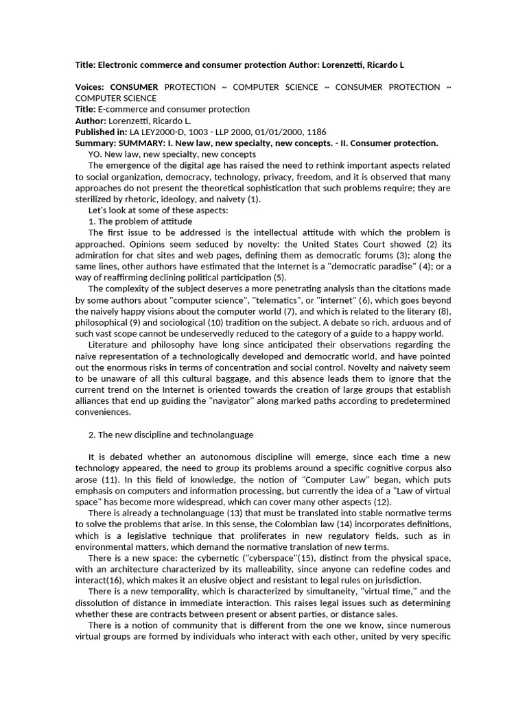 E-commerce and Consumer Protection Insights | PDF | Privacy | E Commerce