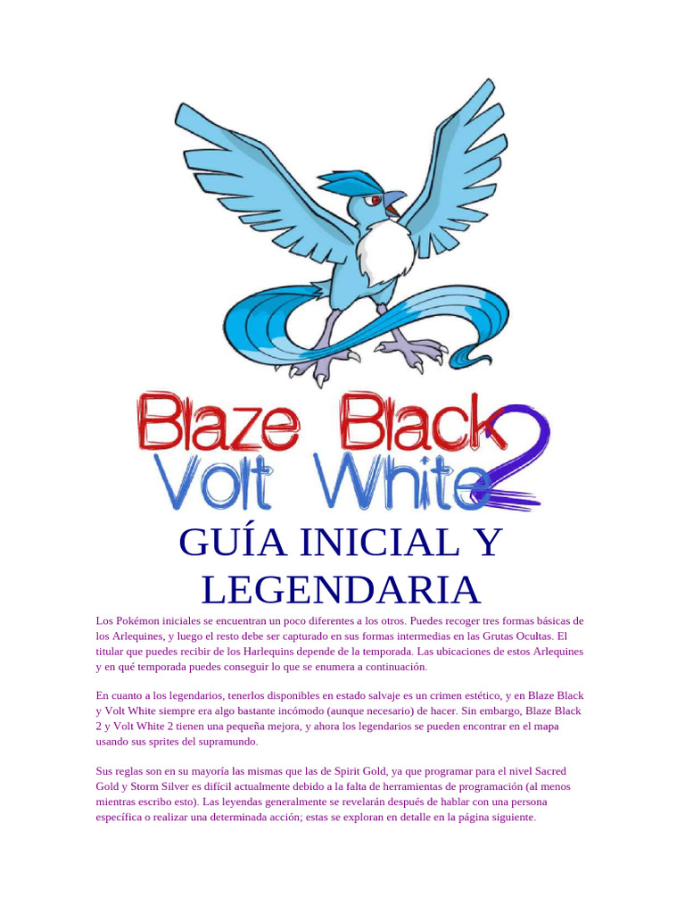 Pokémon Volt White 2: Guía de Iniciadores y Legendarios | PDF | Pokémon
