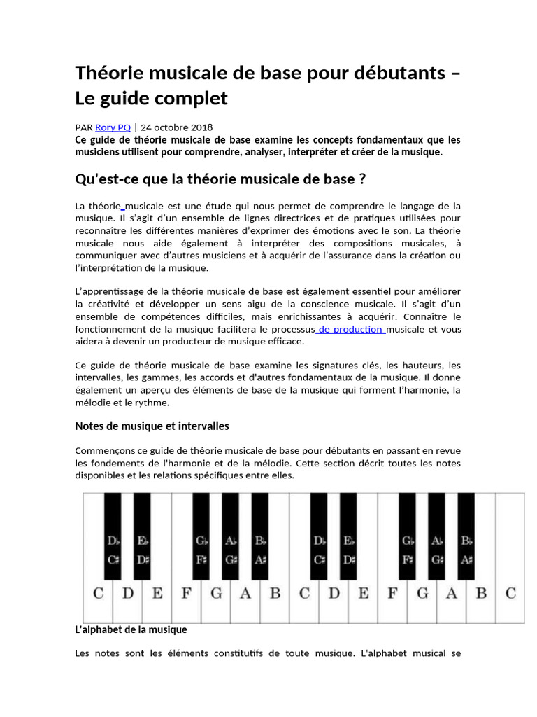 Théorie musicale de base pour débutants | PDF | Accord (Musique ...