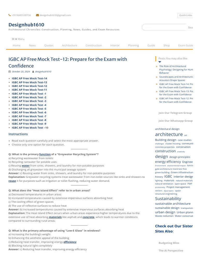 IGBC AP Free Mock Test-12 - Prepare For The Exam With Confidence | PDF ...