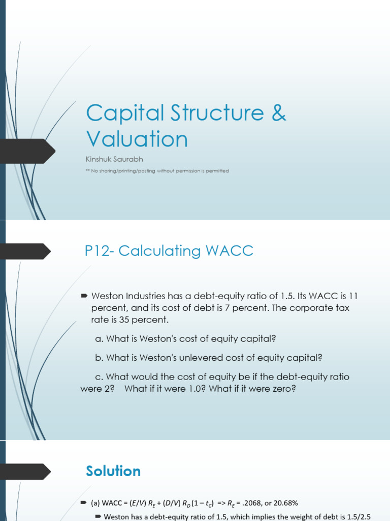 Capital Structure & Valuation Guide | PDF | Cost Of Capital | Debt