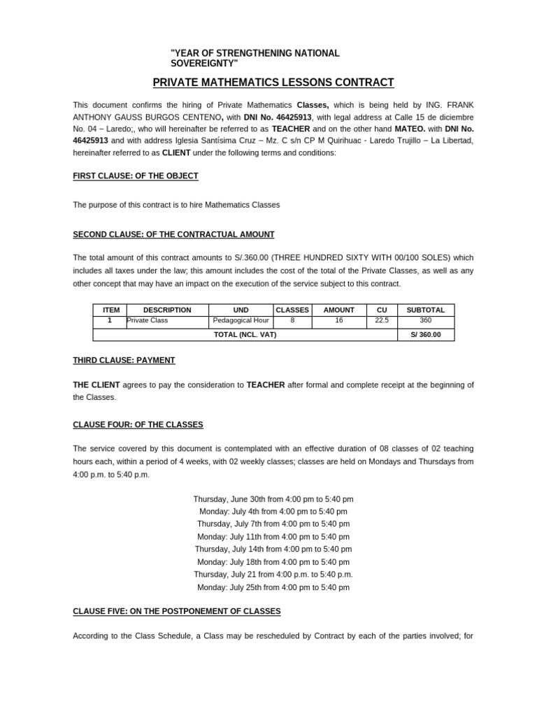 Mathematics Class Contract | PDF | Taxes | Business
