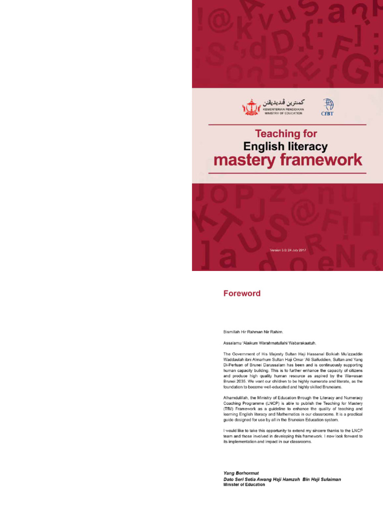 TFM Handbook - English Literacy Framework | PDF