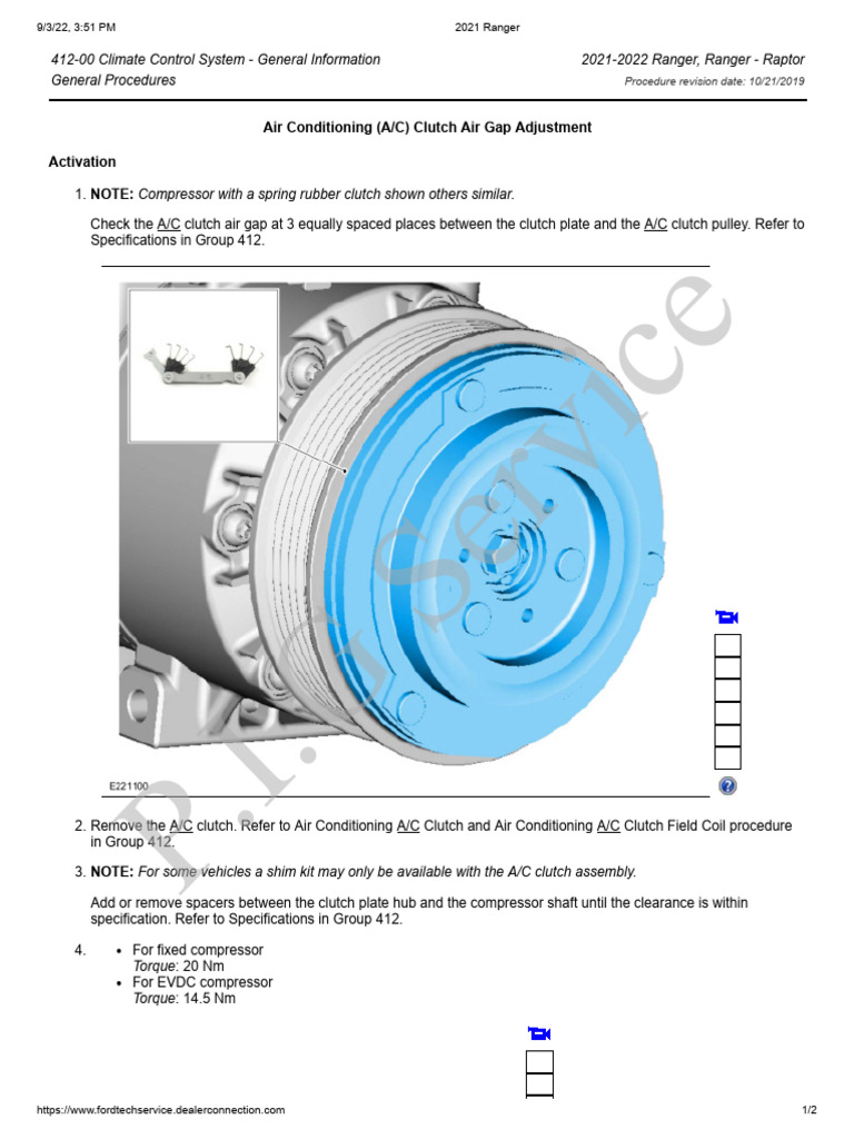 Air Conditioning (A C) Clutch Air Gap Adjustment | PDF