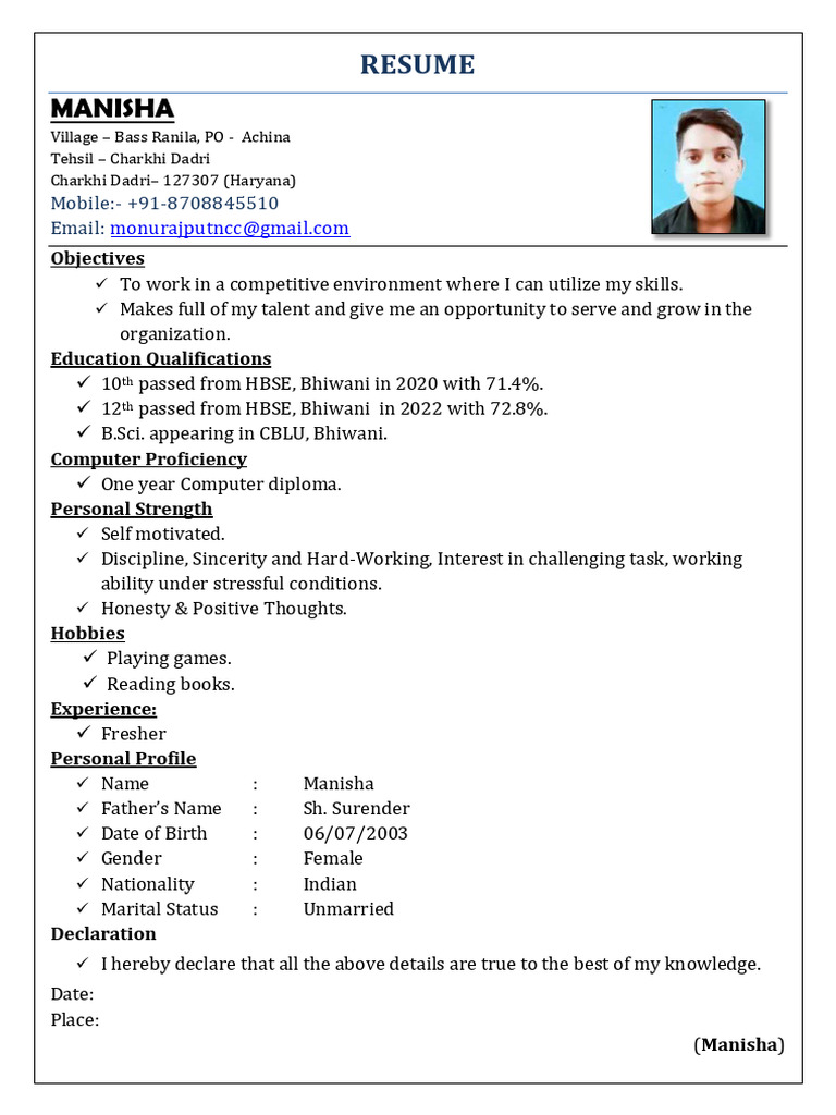 Manisha Resume | PDF