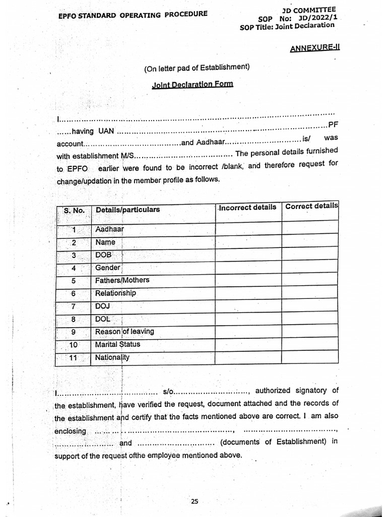 Joint Declaration Form | PDF