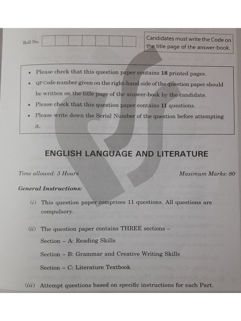 Mock Practice Paper English Class X | PDF