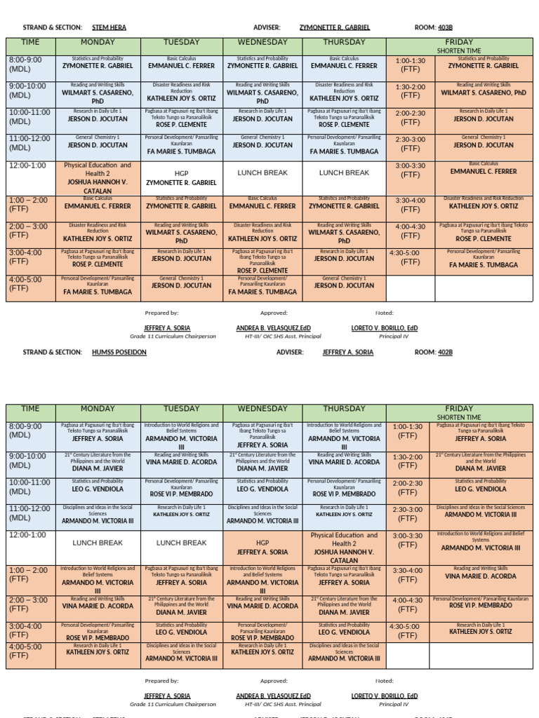 Schedule 2ND Semester V4 | PDF | Cognition | Pedagogy