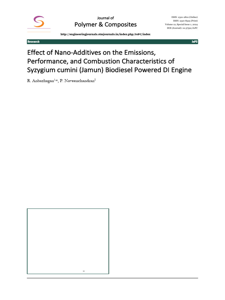 Nano-Additives in Jamun Biodiesel Engines | PDF | Biodiesel | N Ox