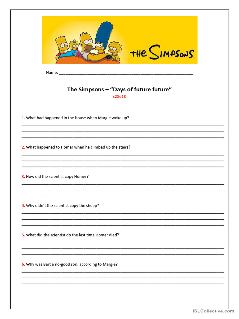 The Simpsons - Activity - Watch A Video | PDF | Television Series ...