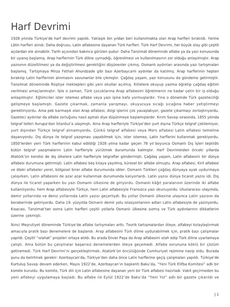 Harf Devrimi | PDF