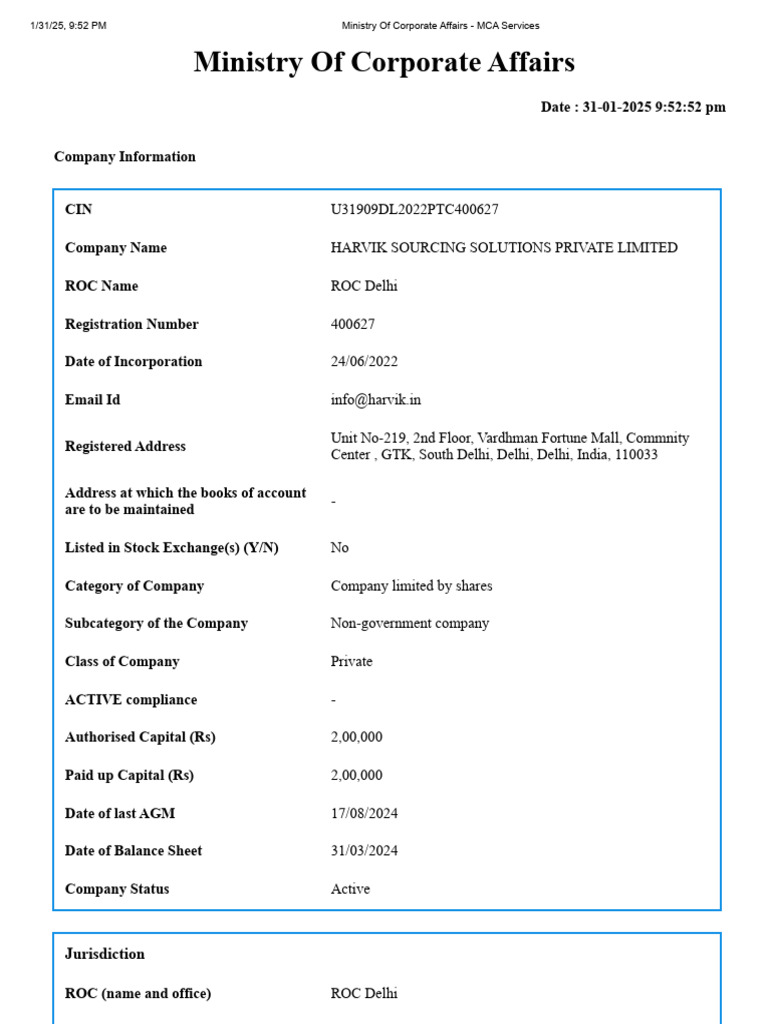 Ministry of Corporate Affairs - MCA Services | PDF | Corporations ...