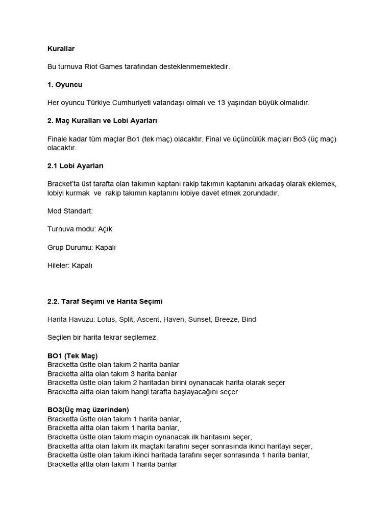 Kurallar: Harita Havuzu: Lotus, Split, Ascent, Haven, Sunset, Breeze, Bind | PDF